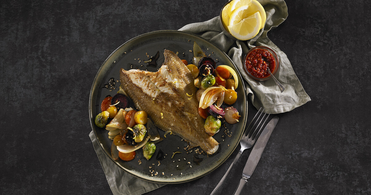 Gebakken schar met teriyaki wintergroenten | Visrecepten.nl